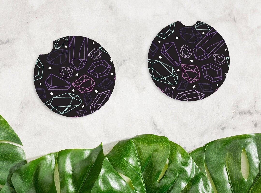 Crystal Pattern Car Coasters, Cute Car Decor Ceramic Coaster Inserts ...