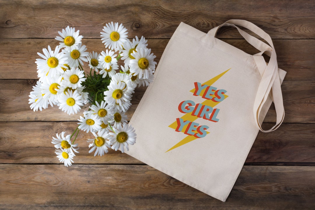 Yes Girl Yes Canvas Tote Bag, Cute Reusable Eco Friendly Canvas Bag ...