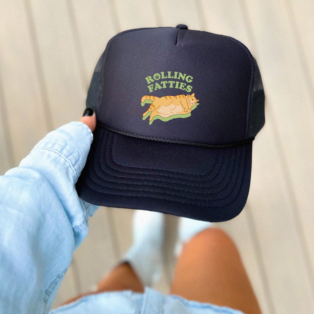 Rolling Fatties Mesh Back Trucker Hat, Classic Structured 5 Panel Cap ...