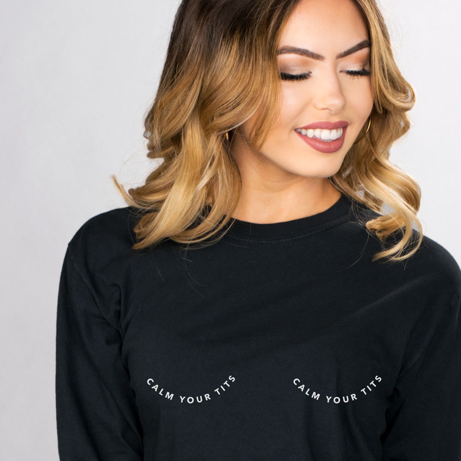 Calm Your Tts Black Comfort Colors Long Sleeve Shirt Funny | Etsy