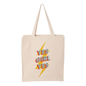 Yes Girl Yes Canvas Tote Bag, Cute Reusable Eco Friendly Canvas Bag ...