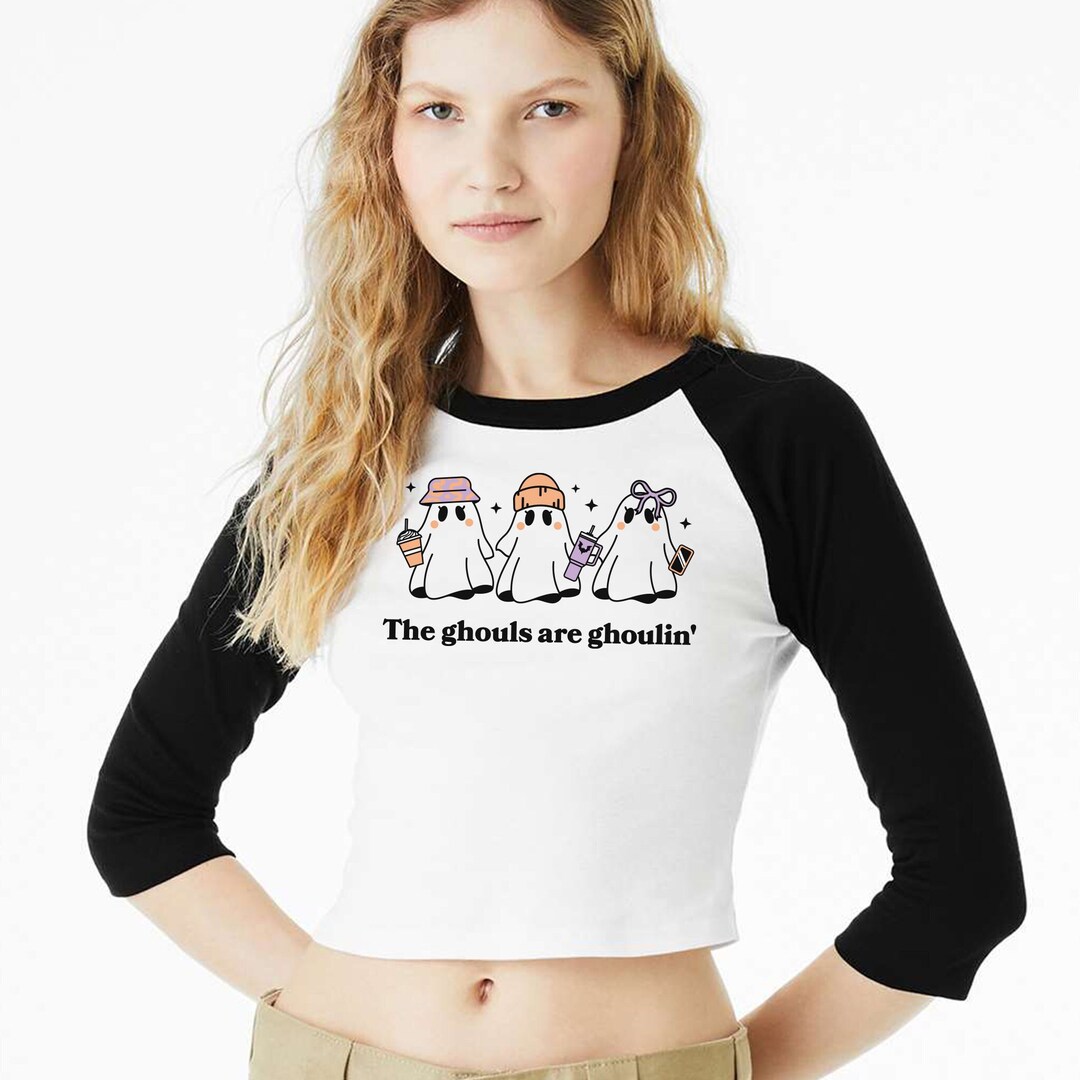 Ghoulin Ghouls 3/4 Raglan Sleeve Baby Tee, Funny Halloween Spooky Ghost ...