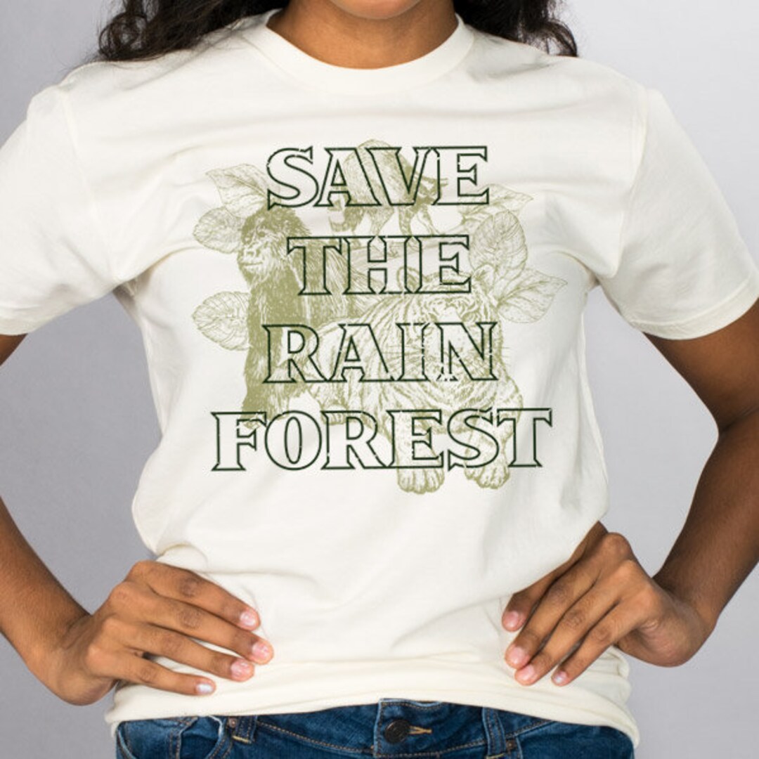 Save the Rainforest Unisex White Short Sleeve T-shirt, Cute Spring ...