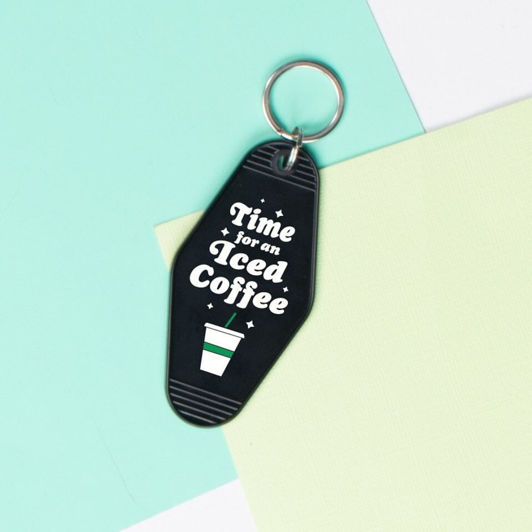 Time for an Iced Coffee Motel Keychain, Cute Retro Style Travel Road ...