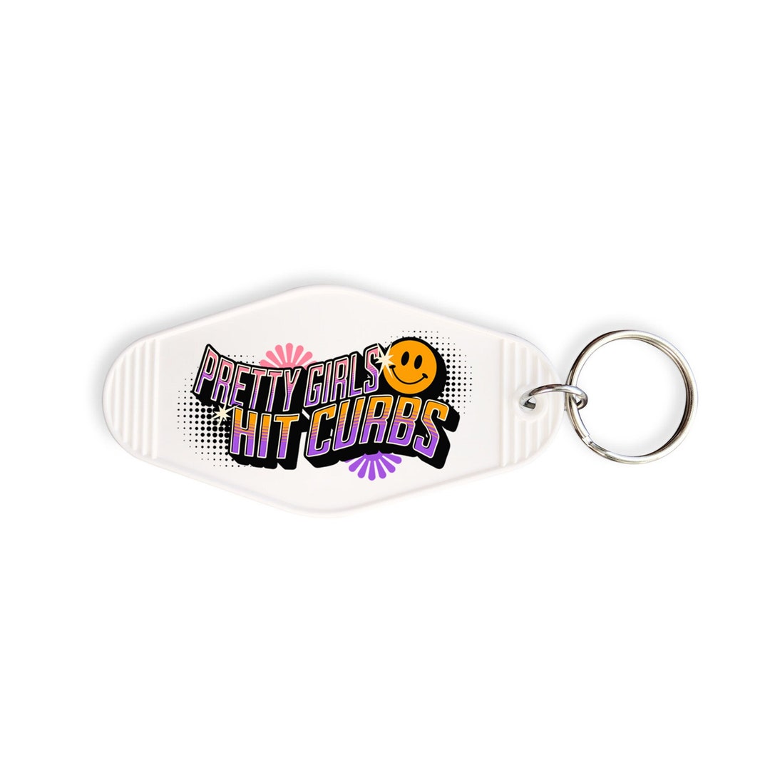 Pretty Girls Hit Curbs Motel Keychain, Cute Retro Style Keychain Gift ...