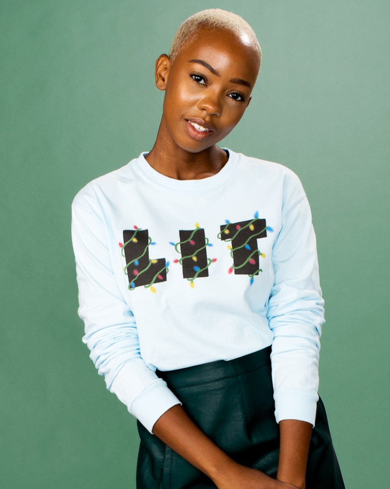Christmas Lit Chambray Comfort Colors Long Sleeve Shirt, Festive ...