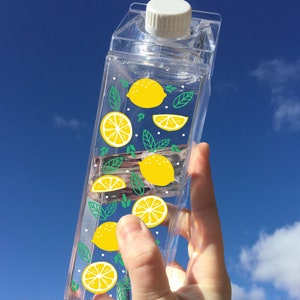 Lemon Pattern Milk Carton Water Bottle, Cute Milk Carton, Fun Water ...