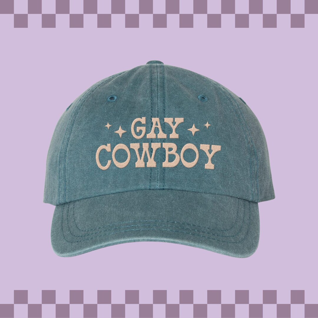 Gay Cowboy Embroidered Pigment-dyed Cap, Western Country Dad Hat, LGBTQ ...