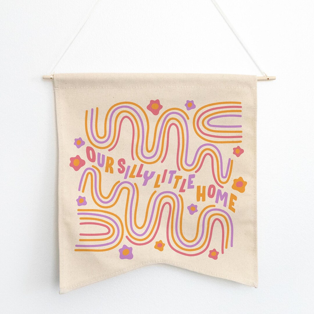 Silly Little Home Natural Canvas Wall Hang, Hand Illustrated Doodle ...