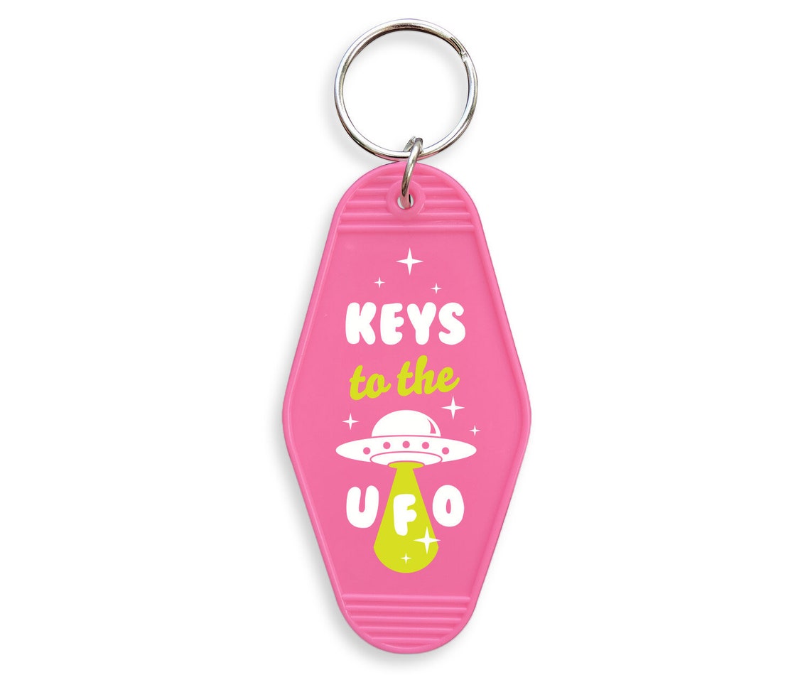 Keys to the UFO Motel Keychain Cute Retro Style Alien Home - Etsy