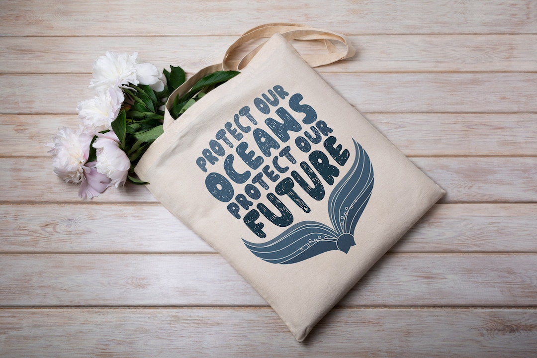 Protect Our Oceans Canvas Tote Bag, Cute Reusable Eco Friendly Canvas ...