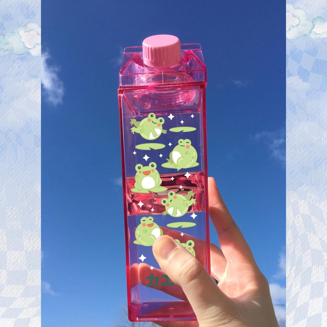 Frog Pattern Milk Carton Water Bottle, Cute Milk Carton, Fun Water ...