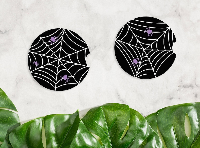Spider Web Car Coasters, Cute Car Decor Ceramic Coaster Inserts, Fun ...
