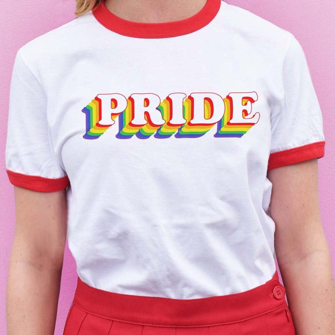 Pride Rainbow Red Ringer Tee LGBTQ Pride Empower - Etsy
