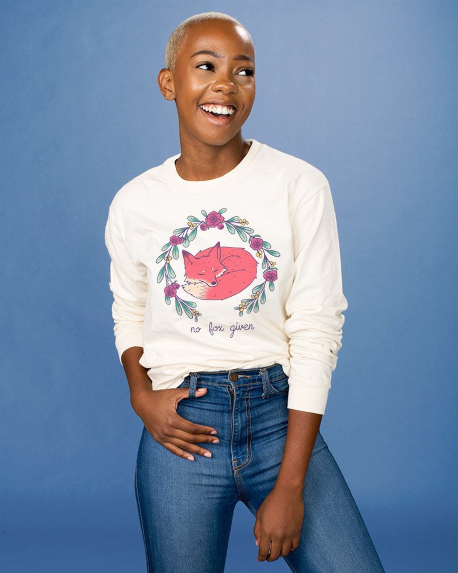No Fox Given Ivory Comfort Colors Long Sleeve Shirt, Winter, Festive ...