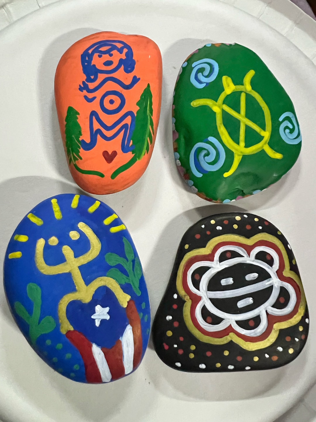 Taino Glyph Painted Rocks - Etsy