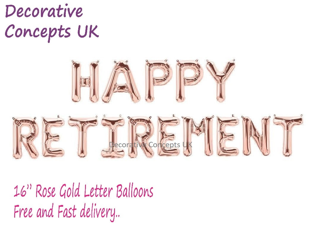 16 Happy Retirement Rose Gold Pink Gold Silver Blue | Etsy