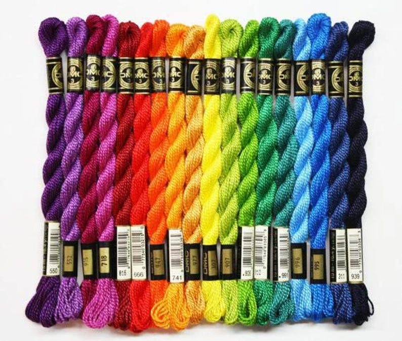DMC Pearl Cotton #3 - 16.4 Yard Skeins Perle Cotton - Colors 900 - 3801 ...