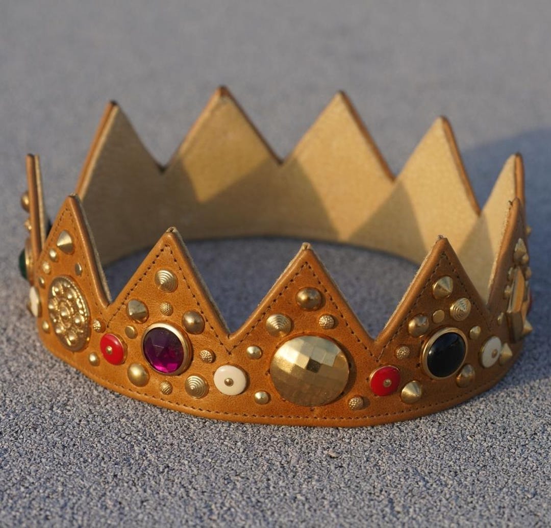 Tan Leather Palace Regalia Crown || Unisex || Adjustable With Strap ...