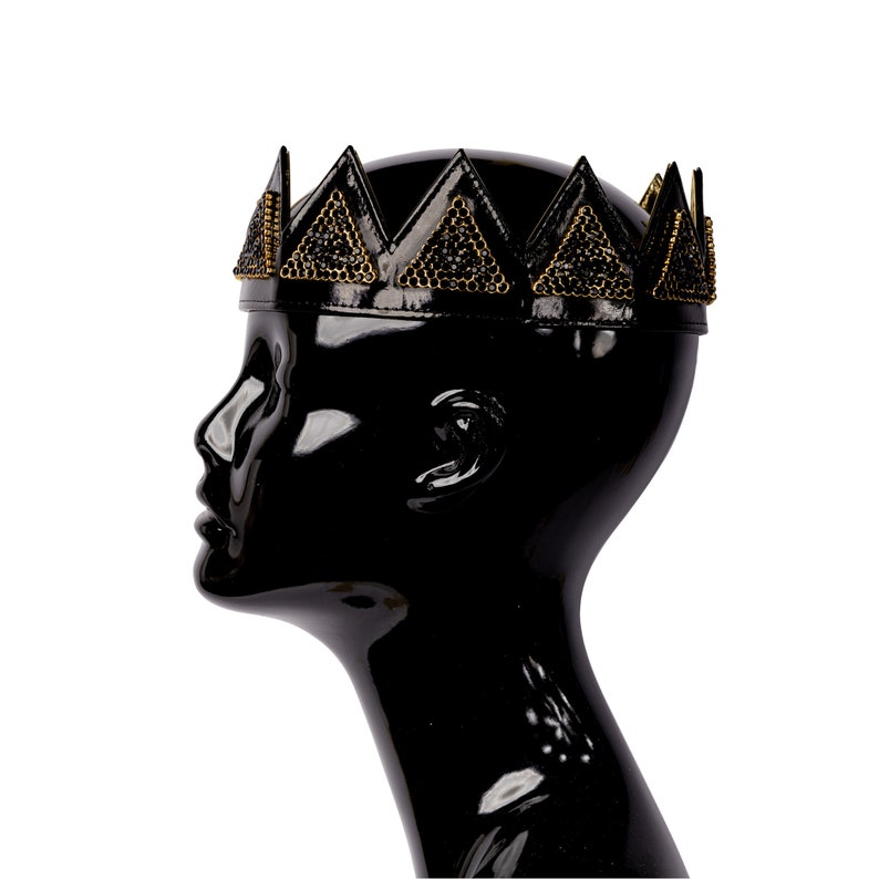 Black Patent Leather Crystal Blade Crown Unisex - Etsy