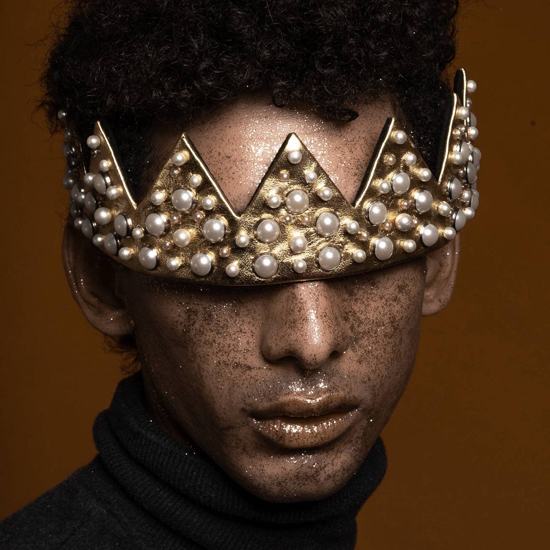 Gold Pearl Paradise Crown || Unisex || Adjustable With Velcro Strap ...