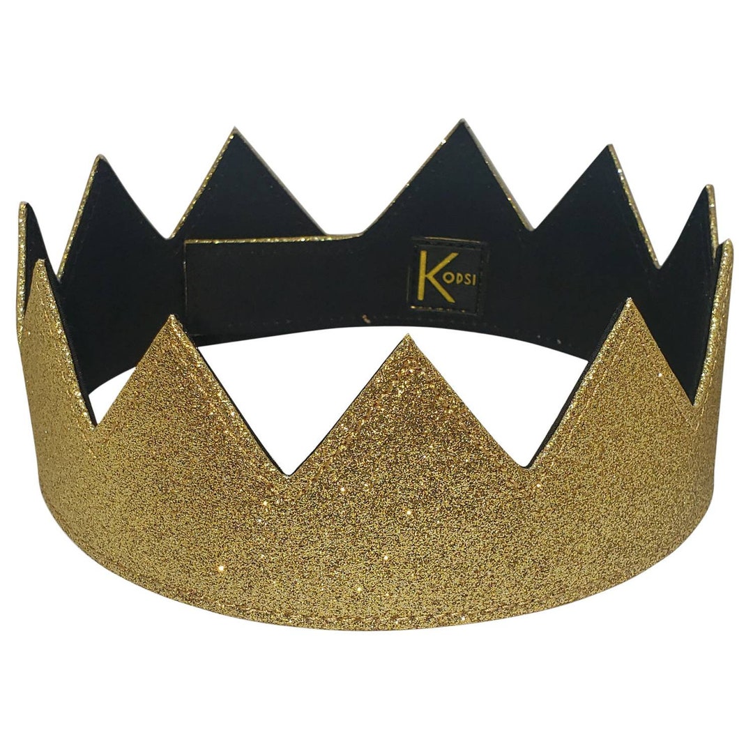 Gold Glitter Crown || Unisex || Adjustable With Velcro Strap || One ...