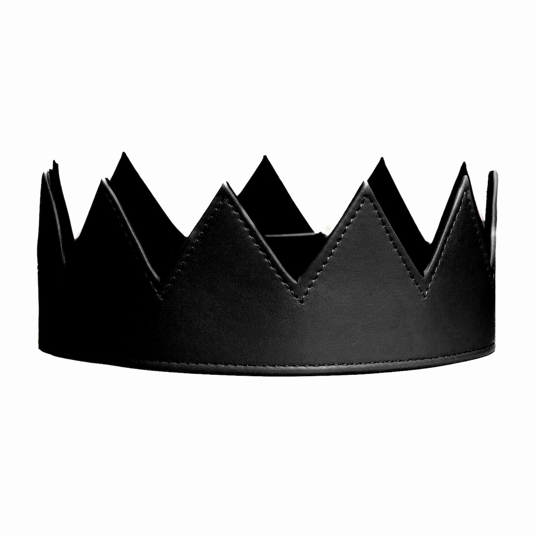 BLACK LEATHER CROWN || Unisex || Adjustable With Velcro Strap || One ...