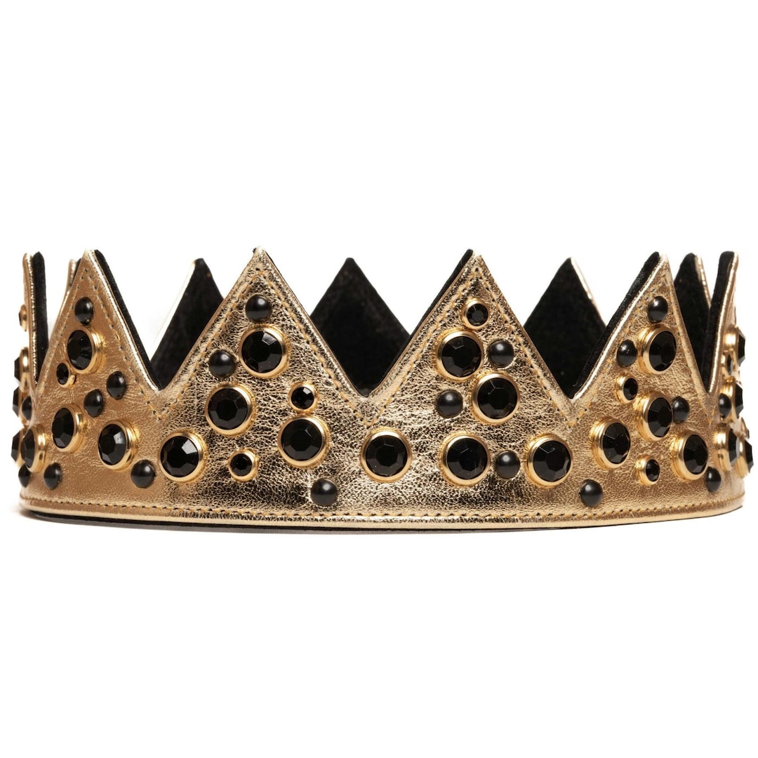 Onyx Studded Regalia Crown | Black Leather or Gold - Etsy
