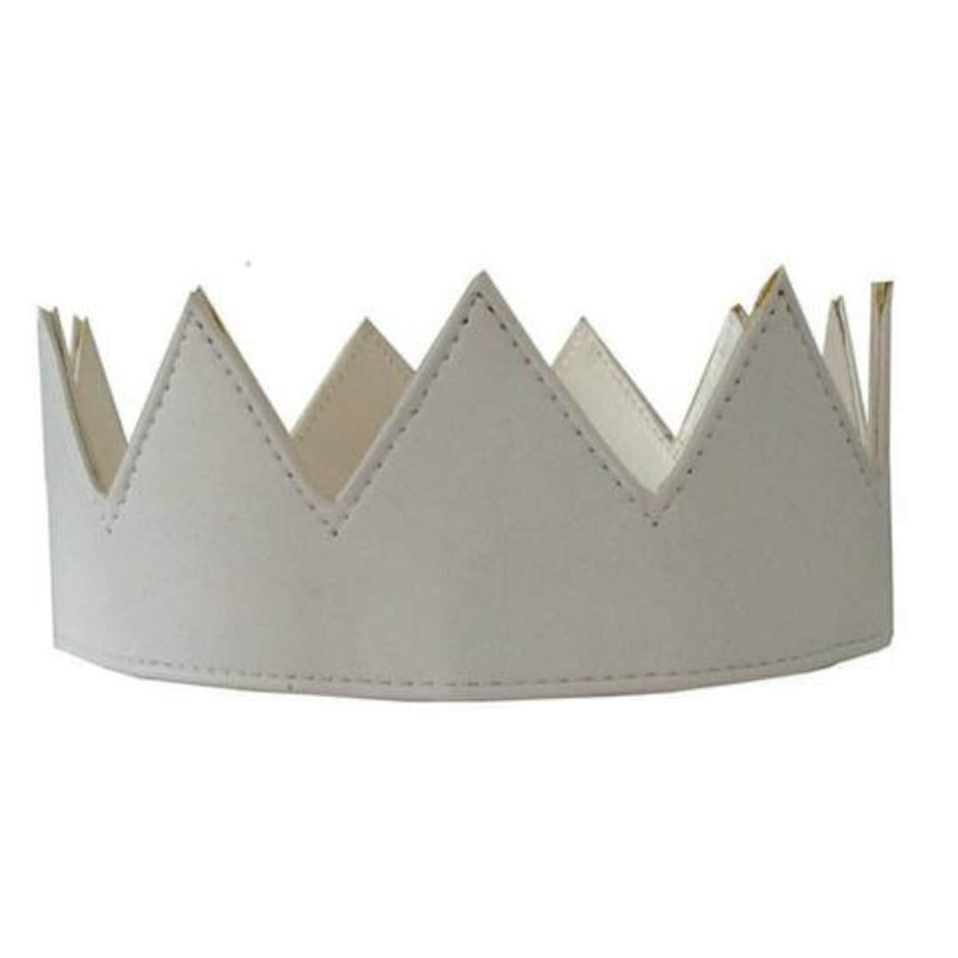 WHITE LEATHER CROWN Unisex Adjustable With Velcro Strap One Size Fits ...