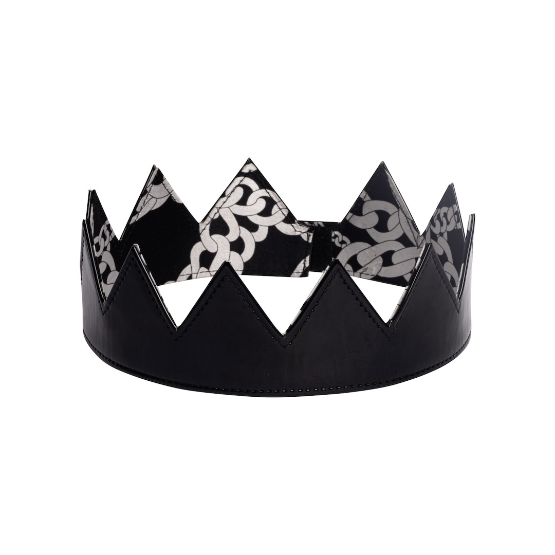 Reversible Chain Print Crown | Italian Satin & Black Patent Leather - Etsy