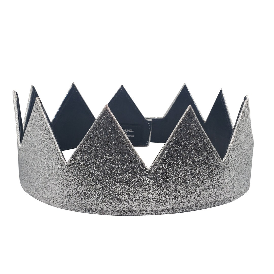 Silver Glitter Crown || Unisex || Adjustable With Velcro Strap || One ...