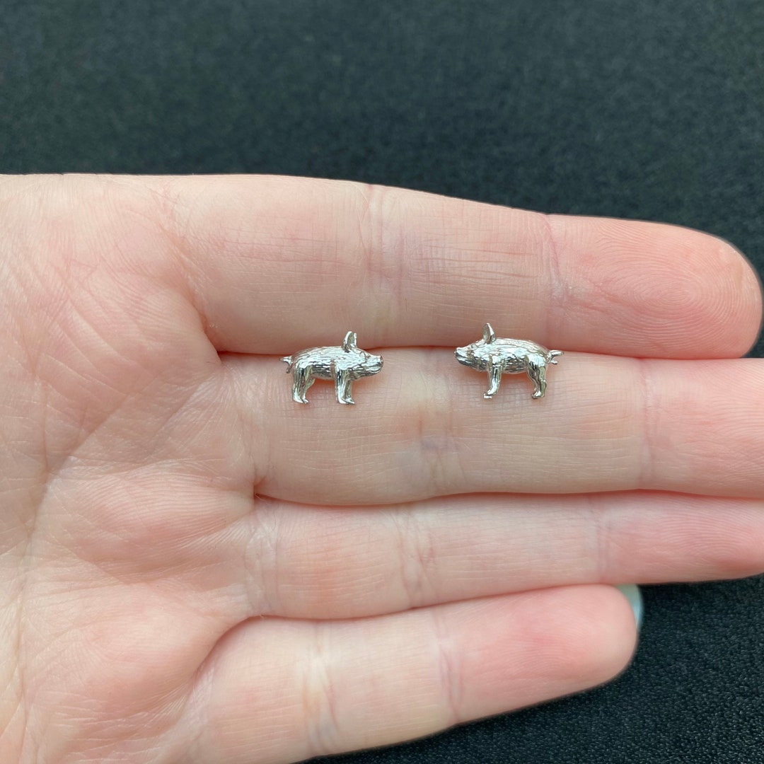 Sterling Silver Pig Stud Earrings, Sterling Silver Pig Earrings ...