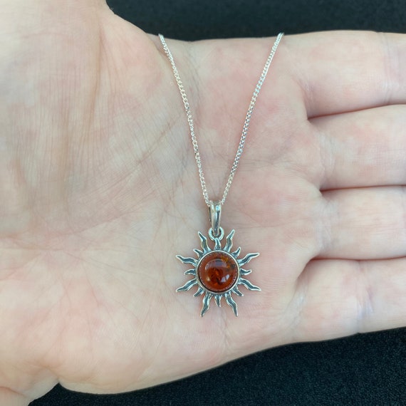 Sterling silver amber sun necklace sterling silver sun jewellery sterling silver sun necklace