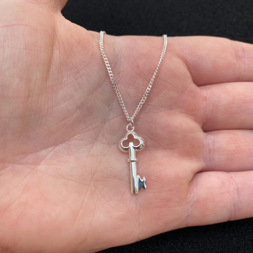 Sterling Silver Chain Necklace With Key Charm, Sterling Silver Key ...