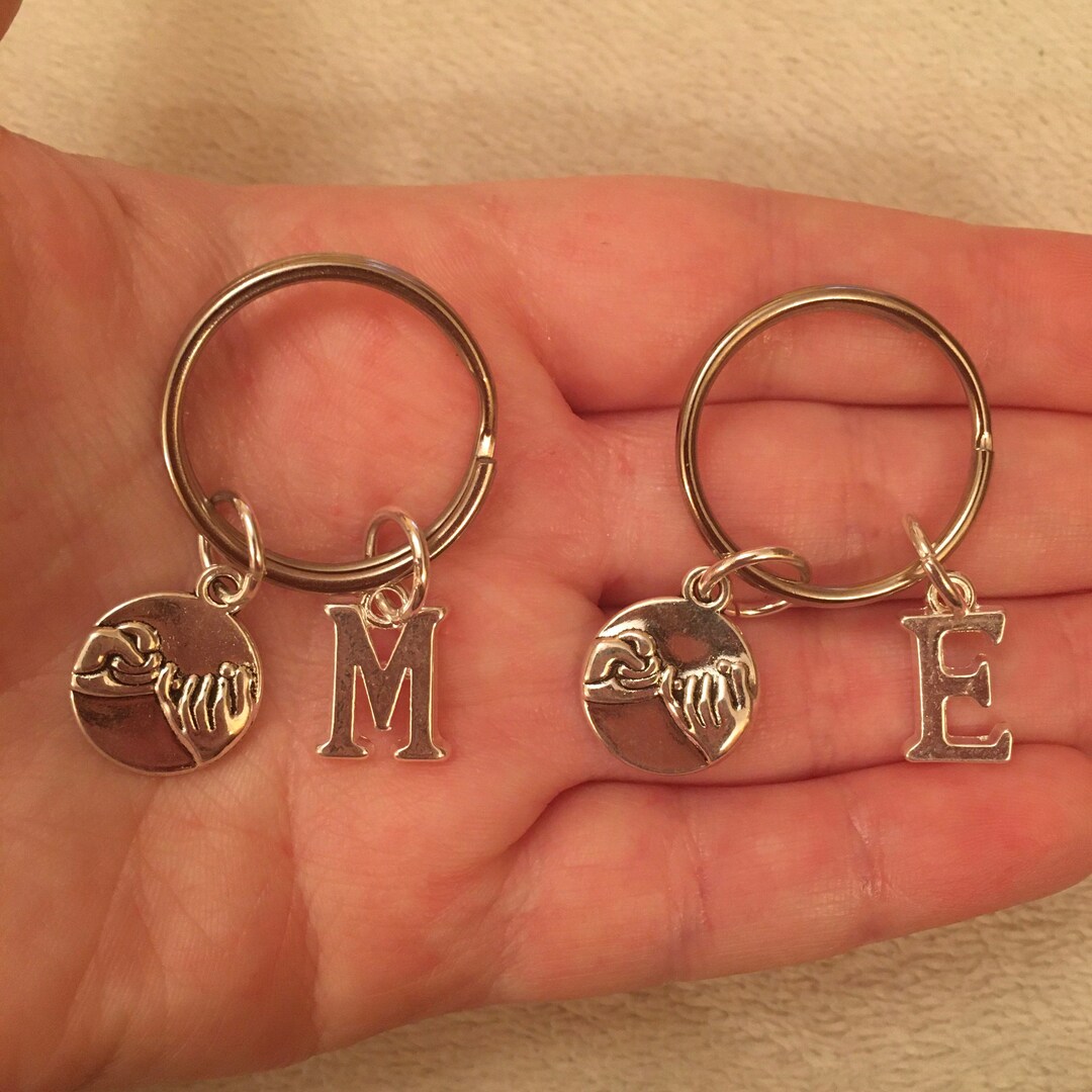 Silver Key Rings With Pinky Promise Charms, Best Friend Key Rings, Best ...