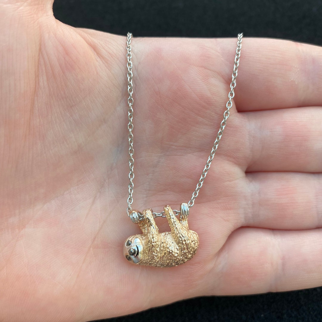 Sterling Silver Sloth Necklace, Sterling Silver Sloth Jewellery, Rose ...