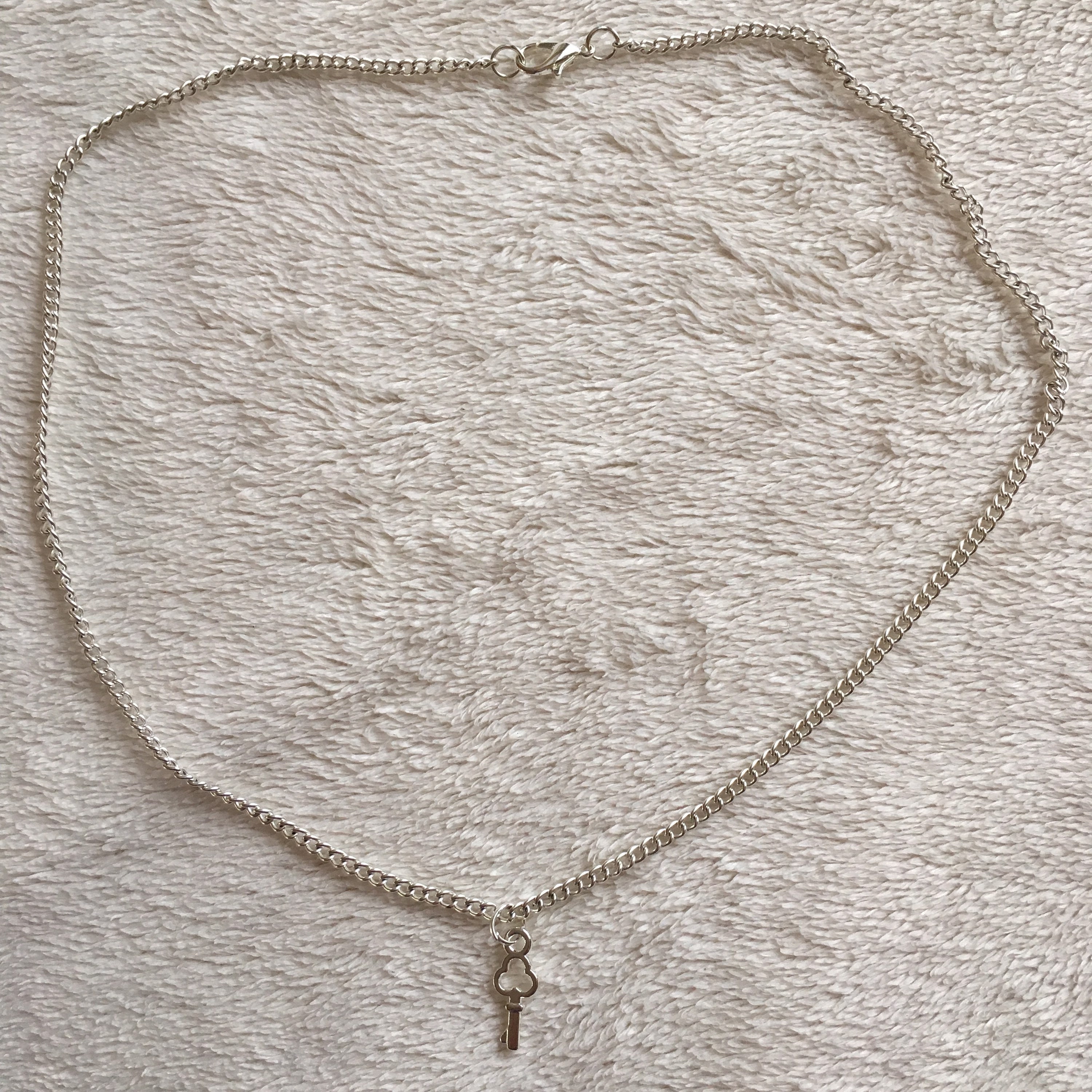 Silver Chain Necklace With Silver Key Charm Silver Key | Etsy