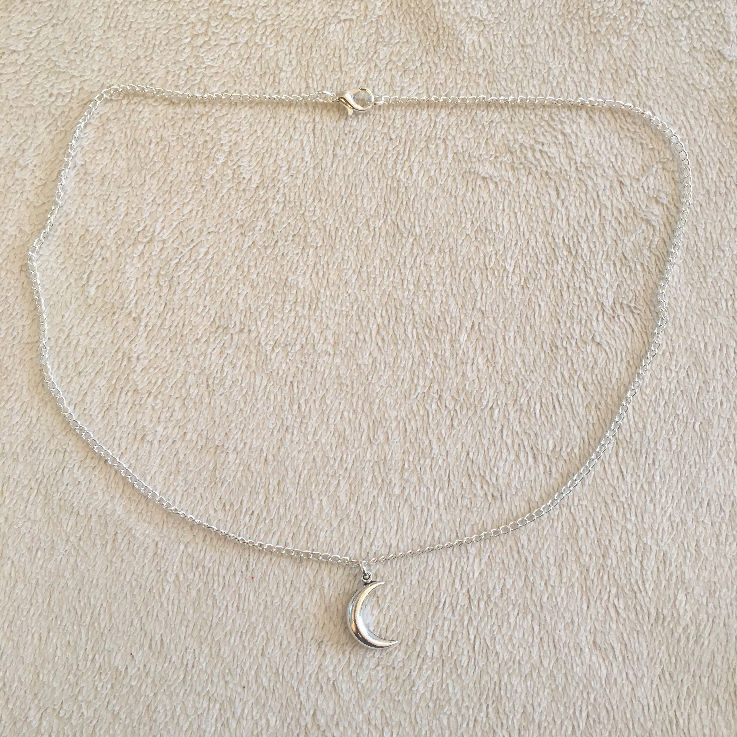 Silver Chain Necklace With Silver Moon Charm Silver Moon - Etsy