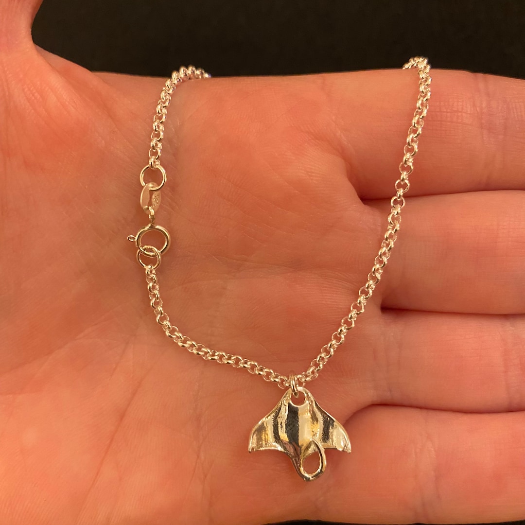 Sterling Silver Bracelet With Manta Ray Charm, Sterling Silver Manta ...
