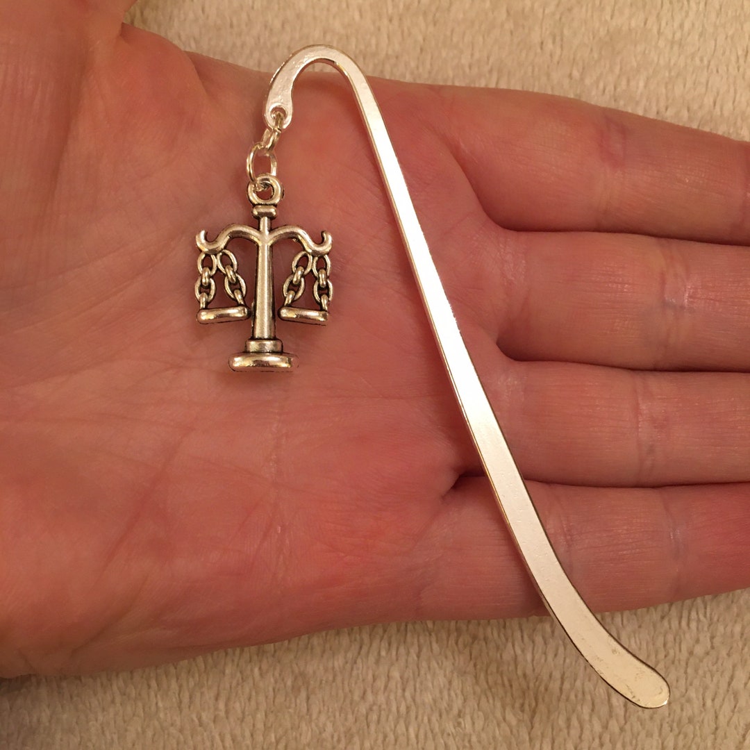 Silver Bookmark With Silver Scales of Justice Charm, Silver Scales of ...