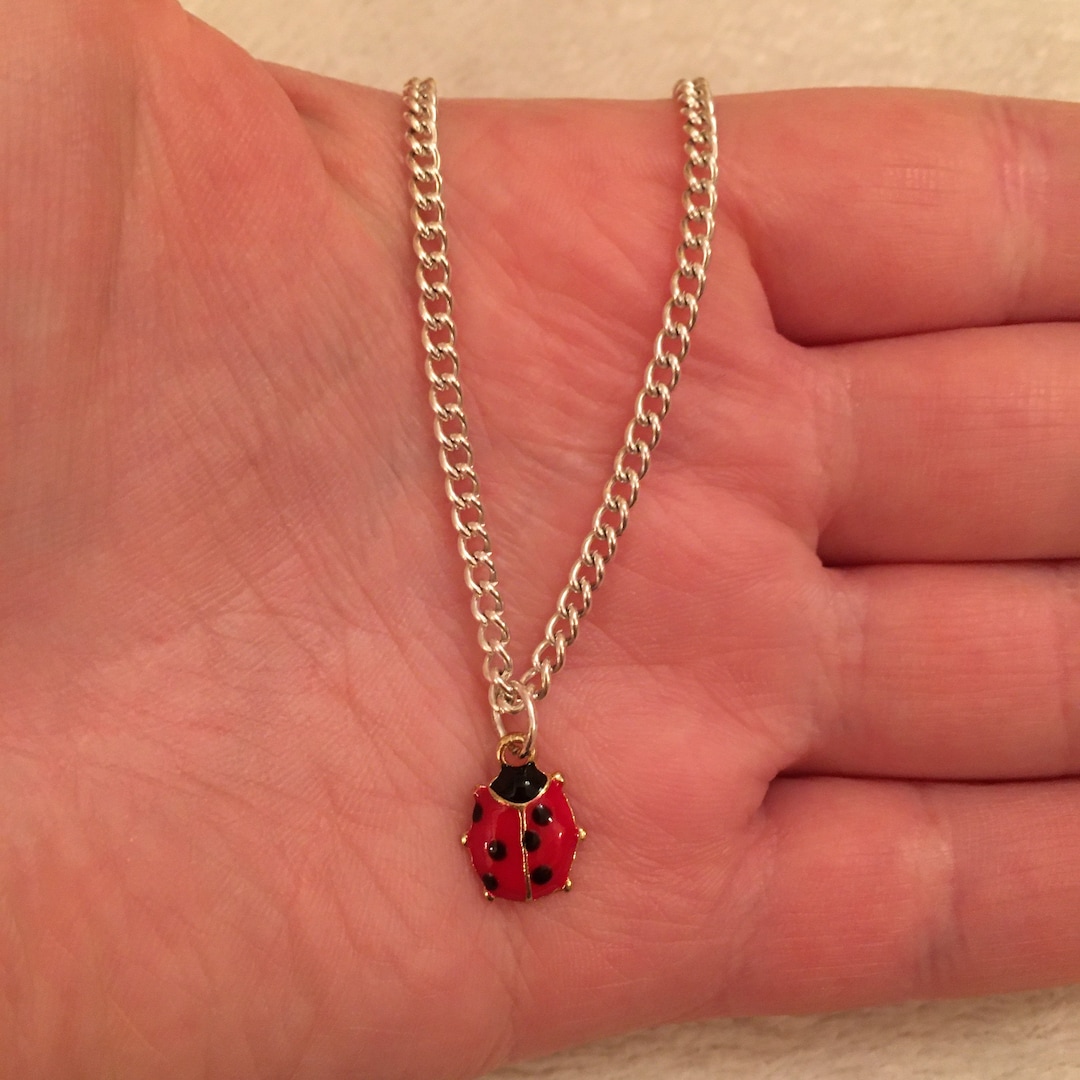 Silver Chain Necklace With Ladybird Charm, Ladybird Necklace, Ladybug ...