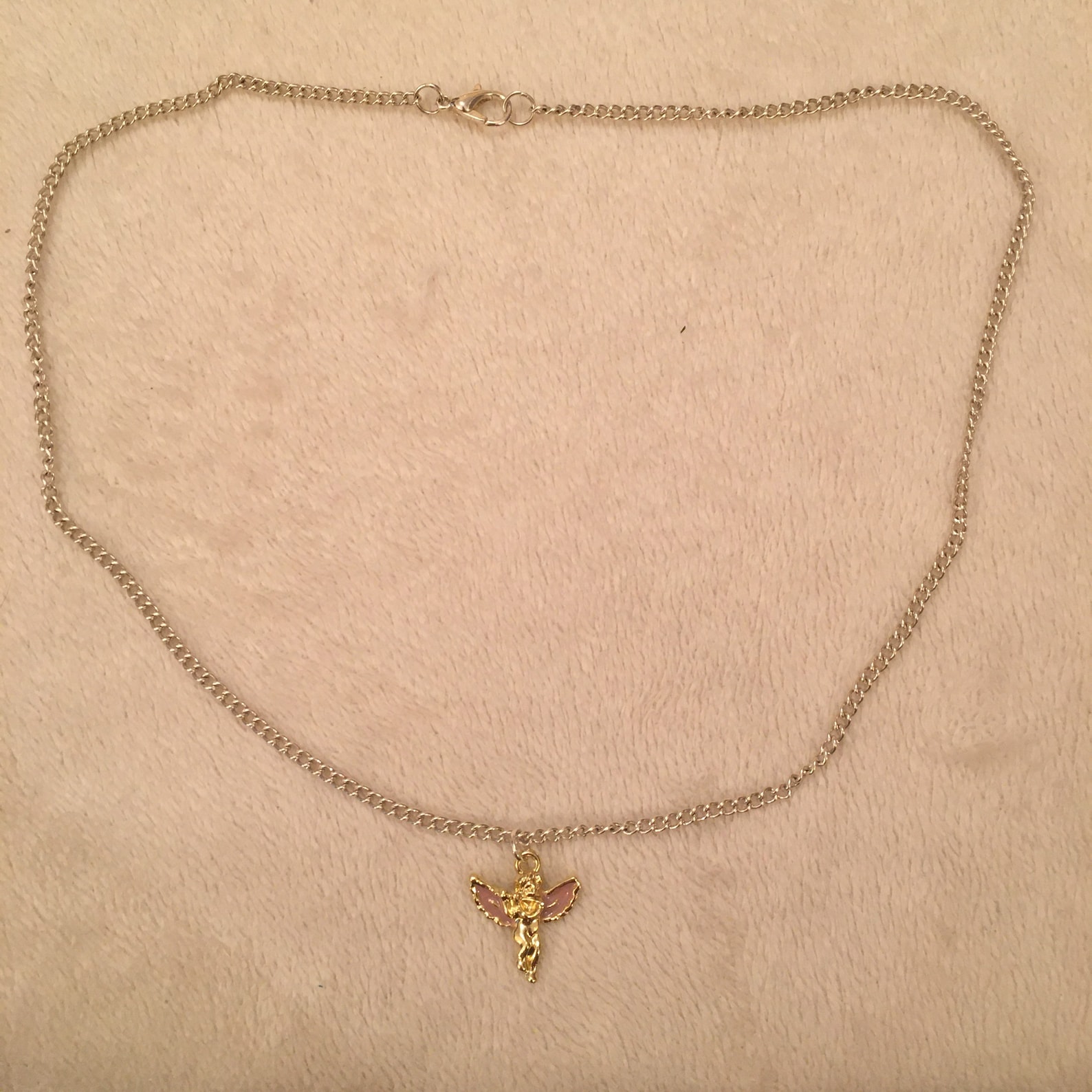 Silver Chain Necklace With Angel/ Cherub/ Cupid Charm Angel - Etsy