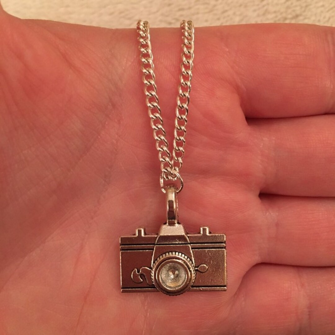 Silver Chain Necklace With Silver Camera Charm, Camera Necklace ...