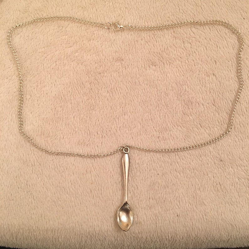 Silver Chain Necklace With Big Spoon Charm Silver Spoon | Etsy