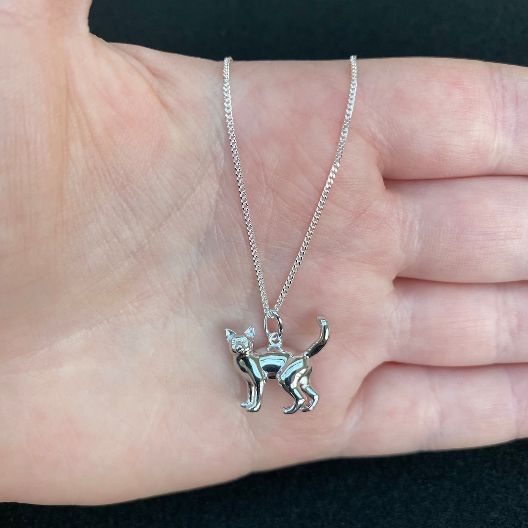 Sterling Silver Cat Necklace, Sterling Silver Cat Jewellery, Cat Gift ...