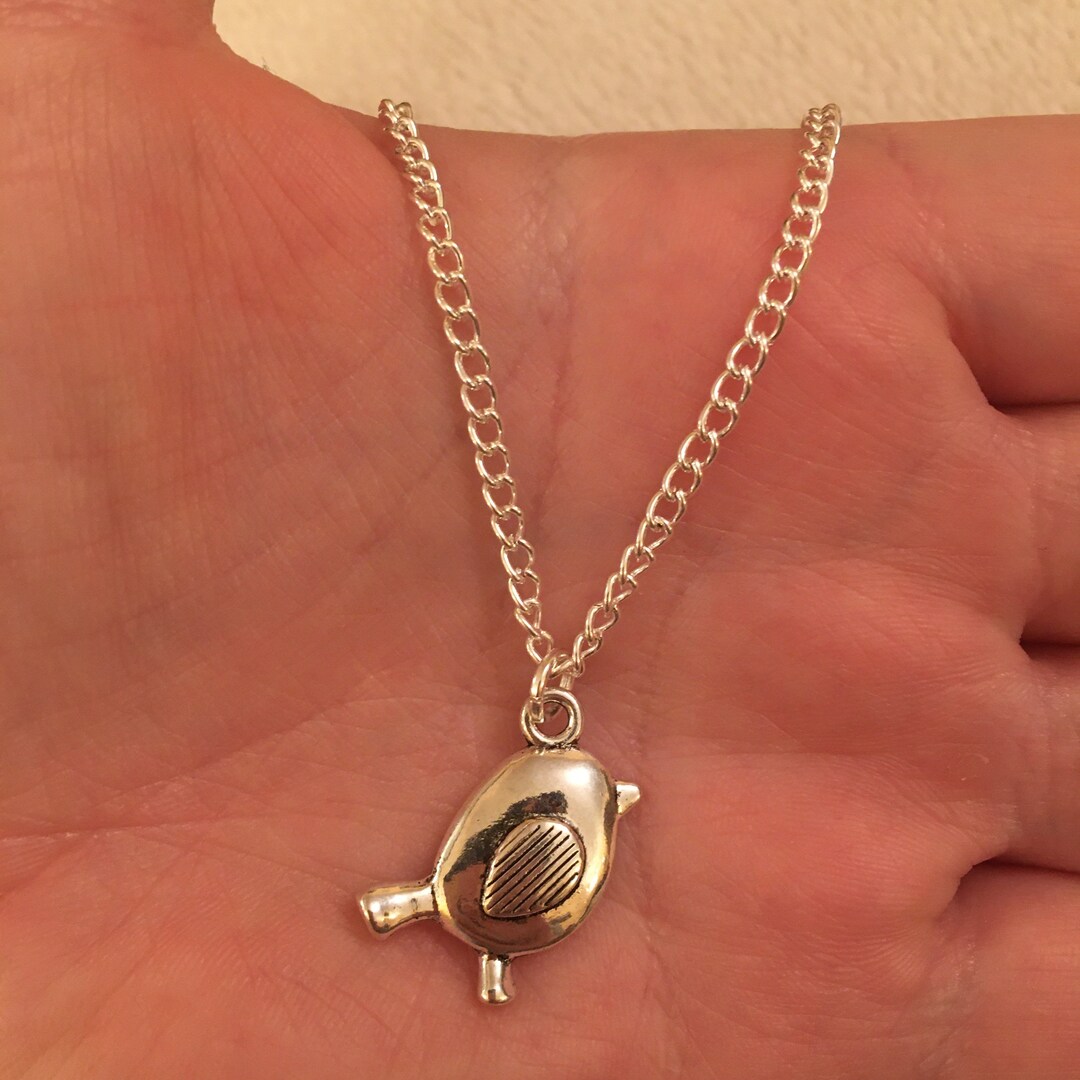 Silver Chain Necklace With Robin Charm, Christmas Robin Necklace ...