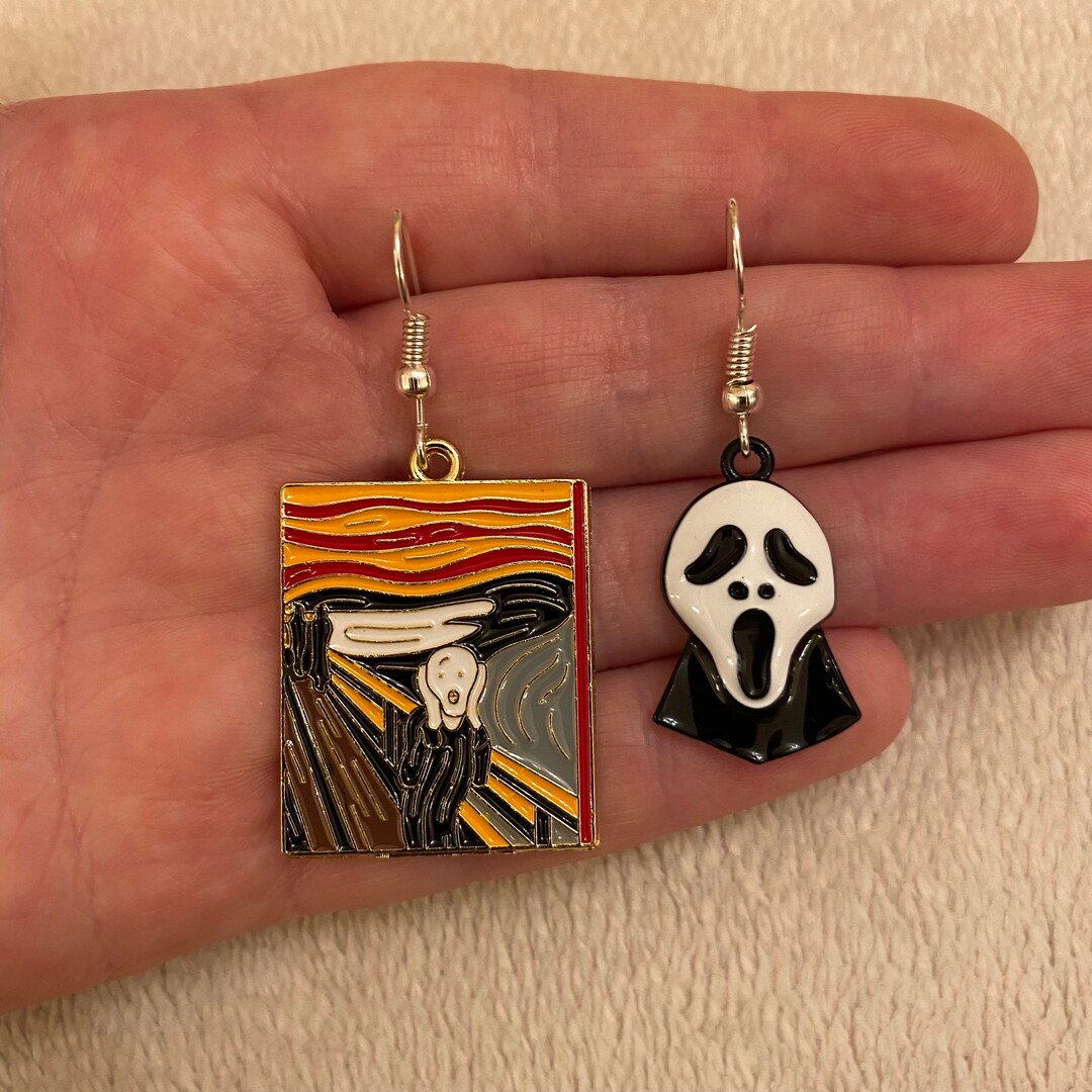 Silver Dangle/ Drop Earrings With Famous Painting and Horror Charms ...