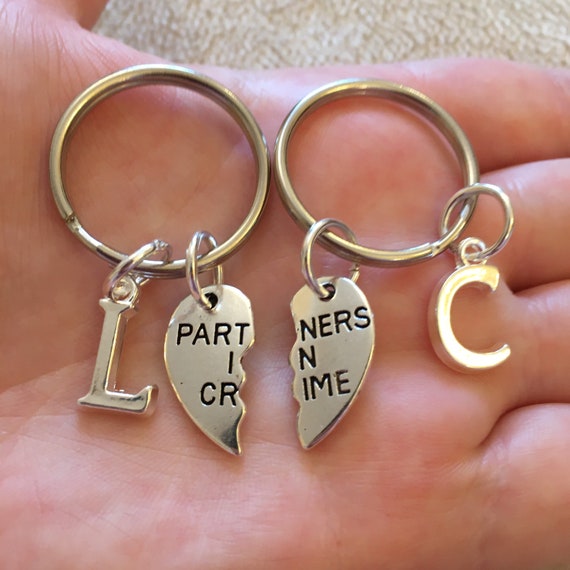 Silver Key Rings With Partners in Crime Heart Charm and - Etsy