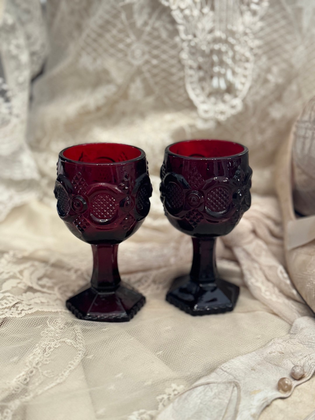 Avon Mini Goblet Drinking Glass 2 Piece Set of Wine Glasses "1876 Cape ...