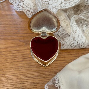 Vintage Silverplate Heart Shaped Box Silver Tone Metal Red Velvet Lined ...